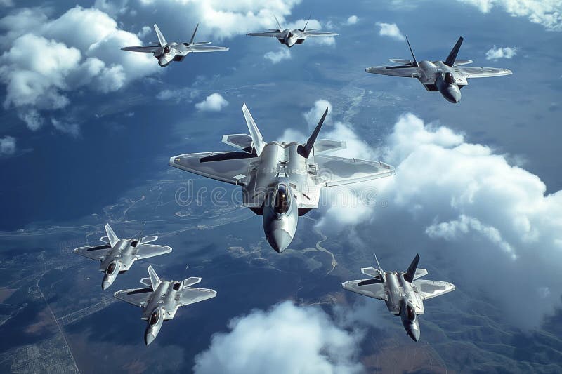 USAF Fighter Planes in Diamond Formation. Air Force Stock Illustration ...