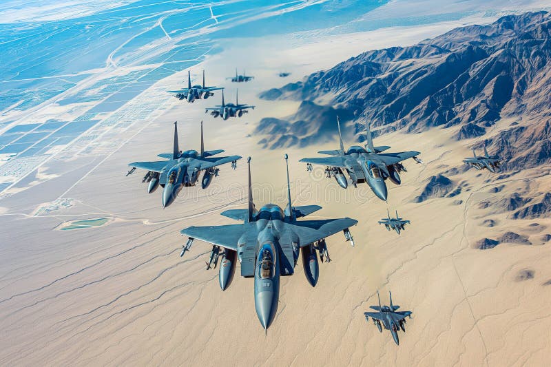 USAF Fighter Planes in Diamond Formation. Air Force Stock Illustration ...