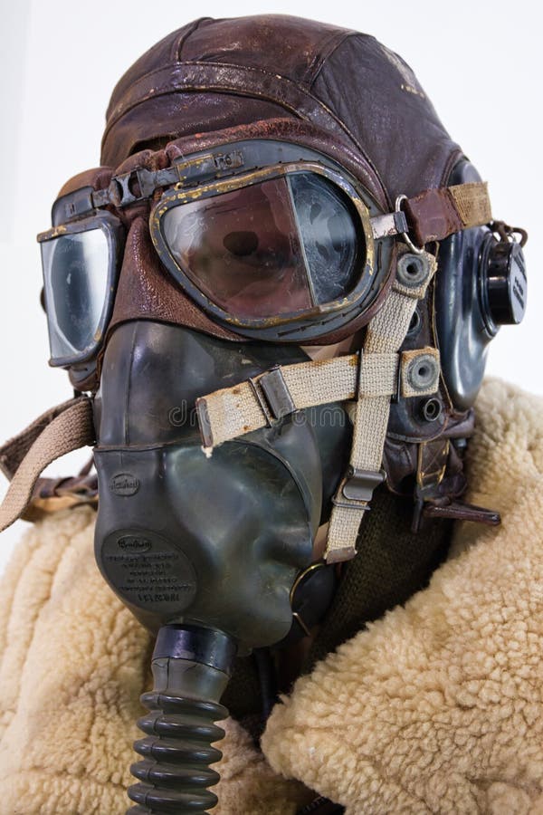Flight Helmet with Oxygen Mask. Stock Photo - Image of head, background ...