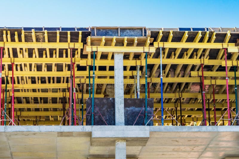 Usage of Wooden I-beam on Construction Site. Stock Image - Image of ...