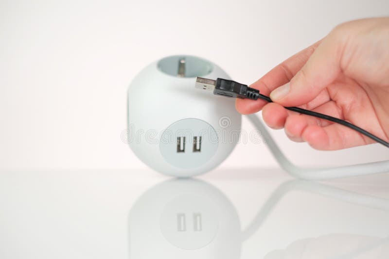 USB Adapter.Socket with USB Connector.charging Station. Hands Include ...
