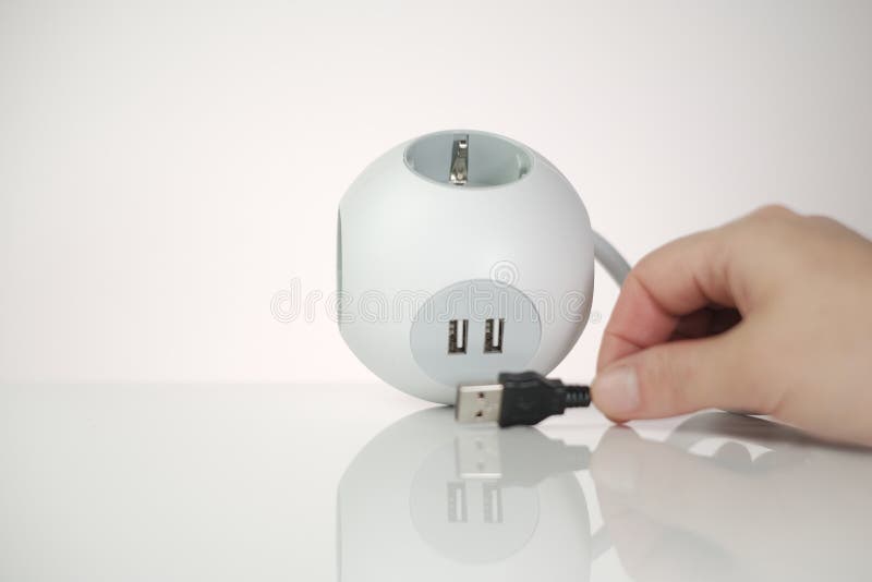 USB Adapter.Socket with USB Connector.charging Station. Hands Include ...