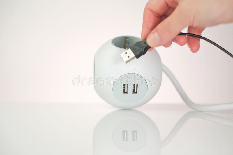 USB Adapter.Socket with USB Connector. Hands Include the USB Cable in ...