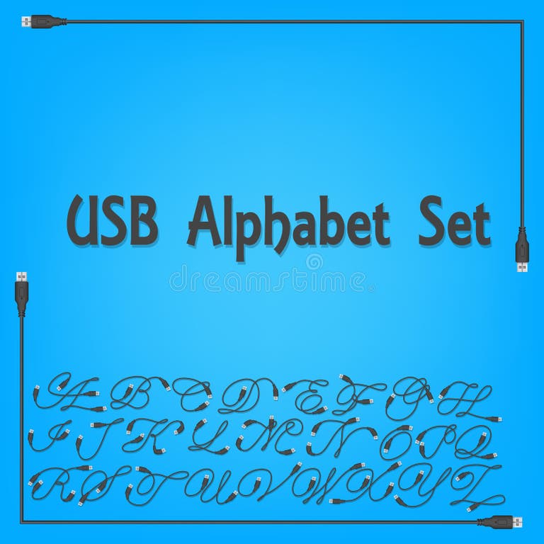 USB Alphabet Upper Case Design Stock Vector - Illustration of dimension ...