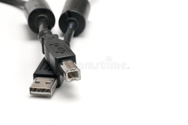 USB a and USB B Printer Plug Cable on White Background Stock Photo ...