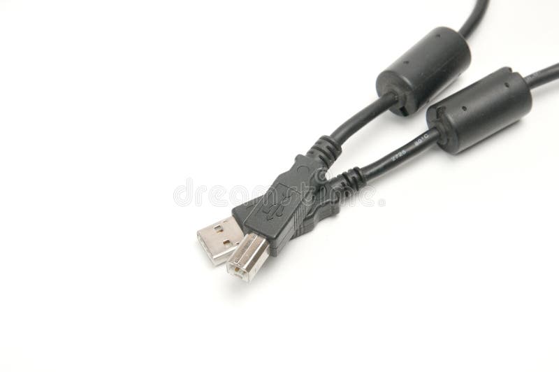 USB a and USB B Printer Plug Cable on White Background Stock Photo ...