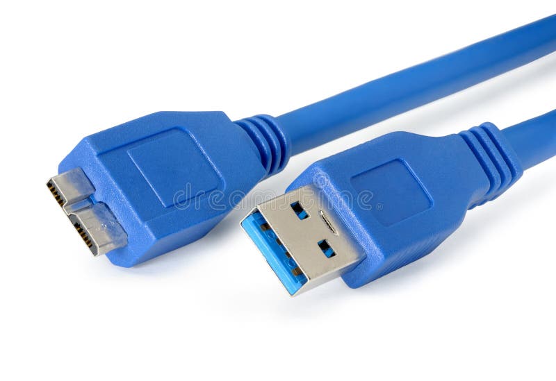 Usb 3.0 Blue Cable is Isolated on White Background Stock Image - Image ...