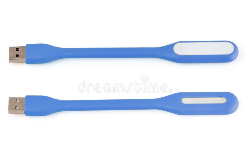 USB Blue Plastic LED Light Lamp, Isolated on a White Background ...
