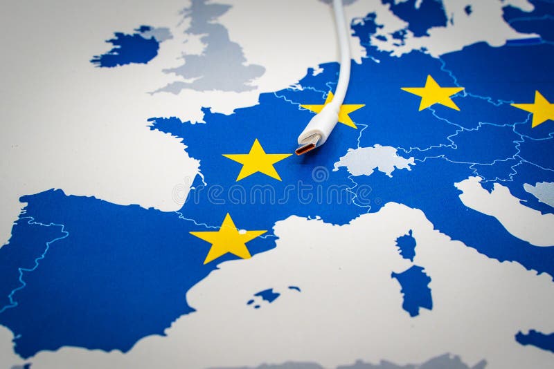 USB-C Cable Over an European Map with the EU Flag. Stock Photo - Image ... USB-C Cable Over an European Map with the EU Flag. Stock Photo - Image ...