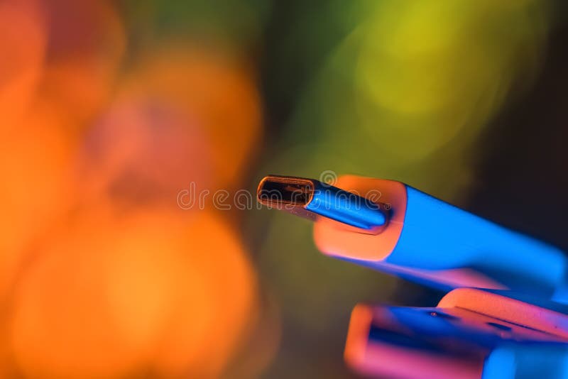 USB -C Connector with Colorful Glitter Background Stock Image - Image ...