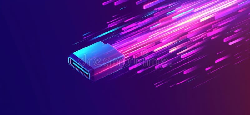 USB-C Connector with Vibrant Motion Effects, Digital Design, Glowing ...