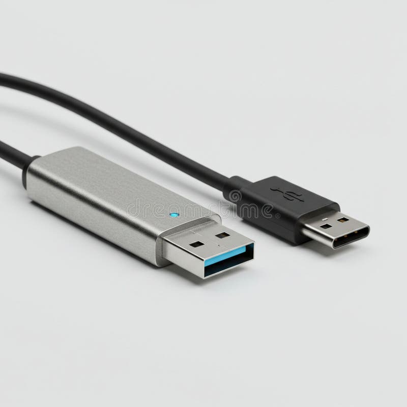 USB Cable and Adapter Set Against a White Background. the Adapter is ...