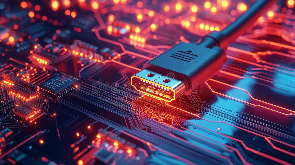 A USB Cable with a Blue Connector that Emits a Vibrant Light Effect ...