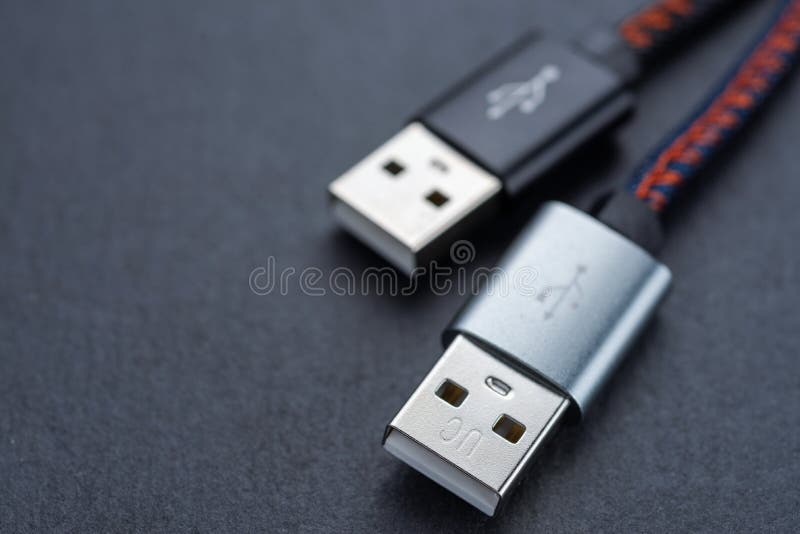 USB Cable with Cable Against a Dark Background Stock Photo - Image of ...