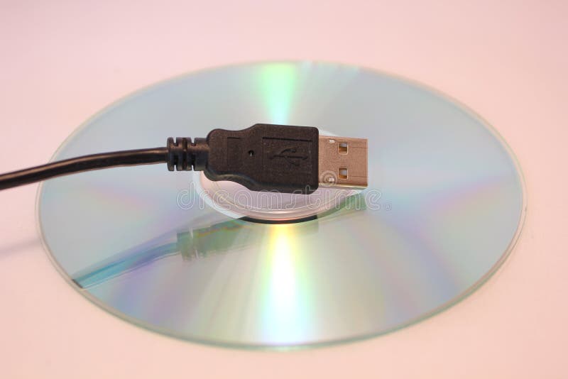 USB cable on CD stock photo. Image of spin, disk, drive - 52030668