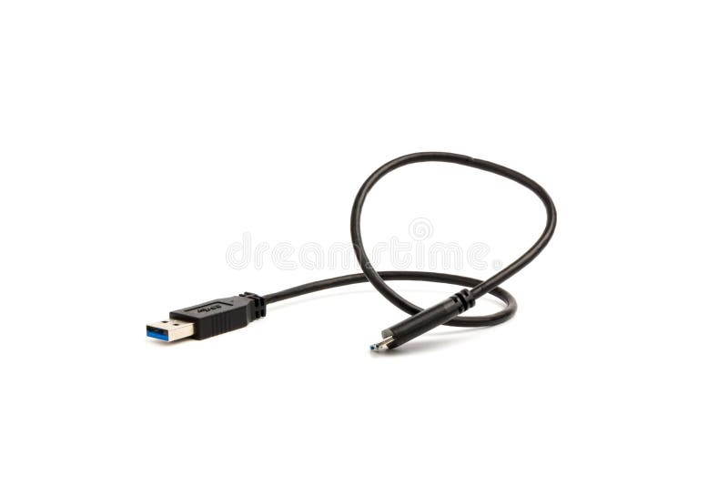 USB Cable Close Up on White Background. Charge, Plugging, Equipment and ...