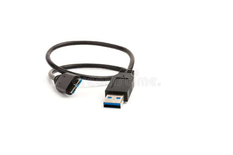 USB Cable Close Up on White Background. Charge, Plugging, Equipment and ...