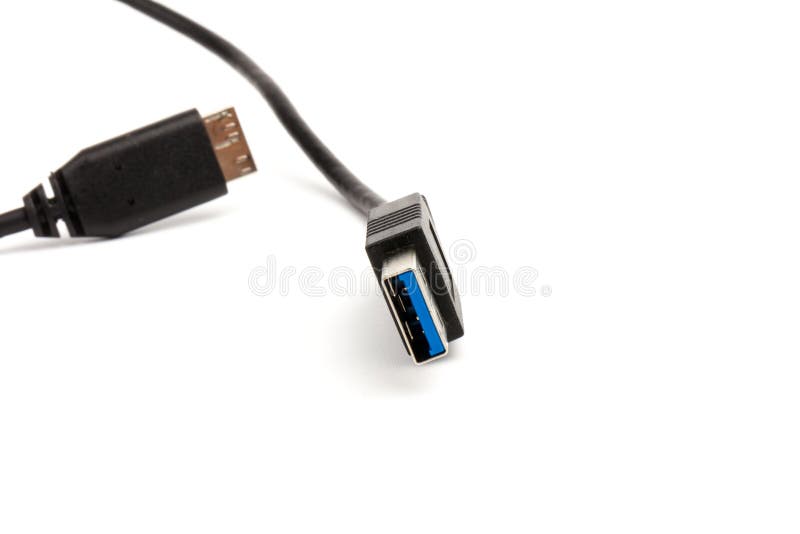 USB Cable Close Up on White Background. Charge, Plugging, Equipment and ...