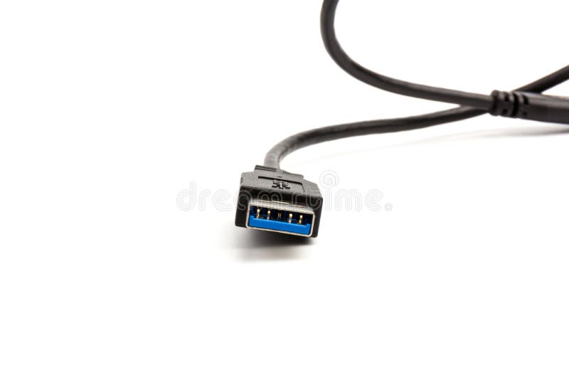 USB Cable Close Up on White Background. Charge, Plugging, Equipment and ...