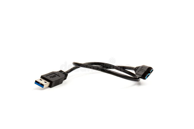USB Cable Close Up on White Background. Charge, Plugging, Equipment and ...