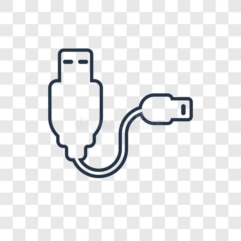 Usb Cable Concept Vector Linear Icon Isolated on Transparent Background ...