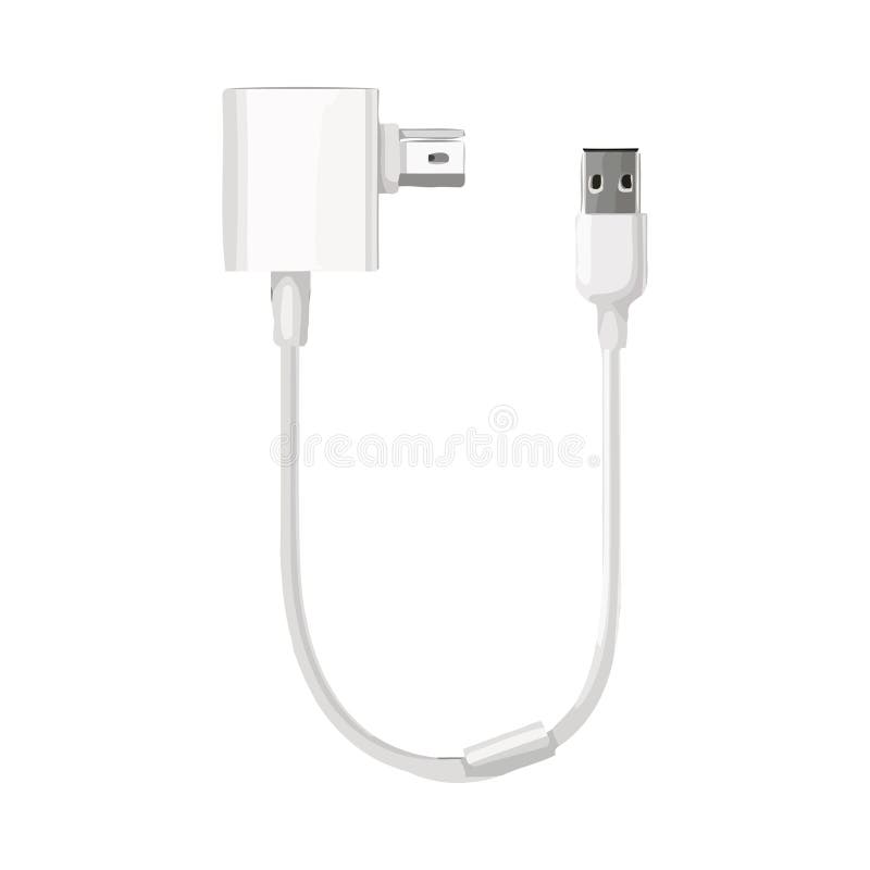 USB Cable Connection Isolated in White Illustration Stock Vector ...