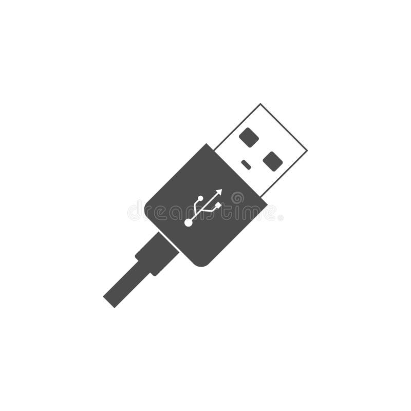 USB Cable Connector Cord Icon Isolated on White Background Stock ...