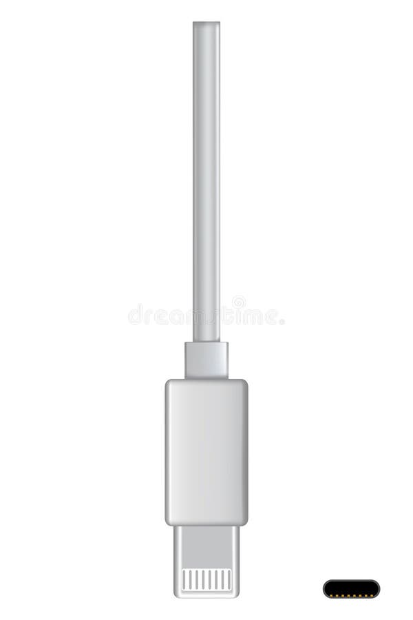 Usb Cable Connector, Lightning. Realistic Vector of Phone Jack for ...