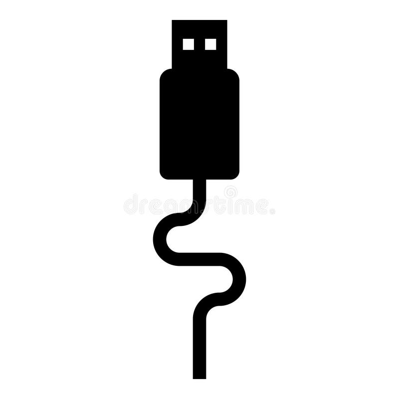 USB Cable Connector Type a Data Icon Black Color Vector Illustration Image Flat Style Stock ...