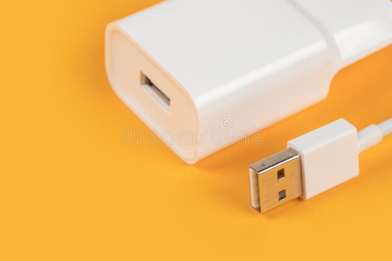 Usb Cable with Usb Connector on Yellow Background Stock Image - Image ...