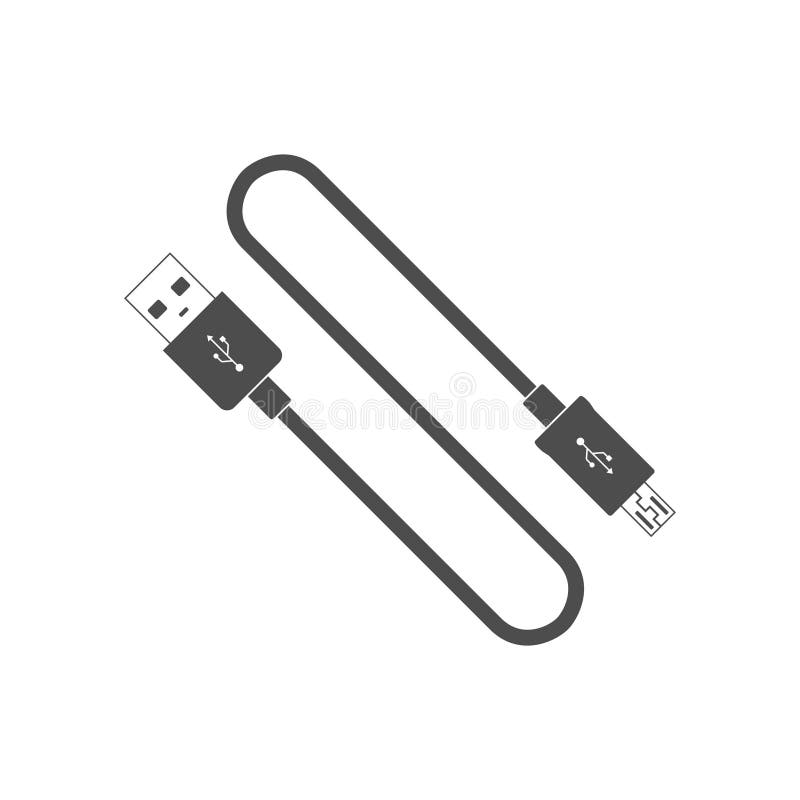USB Cable Cord Icon for Web Isolated on White Backround. Stock ...