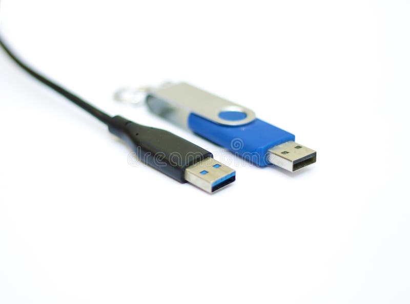 USB Cable and Usb Flash Memory Isolated on the White Background Stock ...