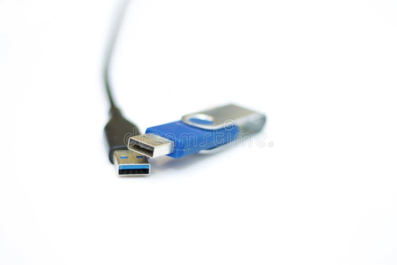 USB Cable and Usb Flash Memory Isolated on the White Background Stock ...
