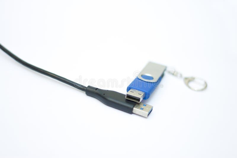 USB Cable and Usb Flash Memory Isolated on the White Background Stock ...