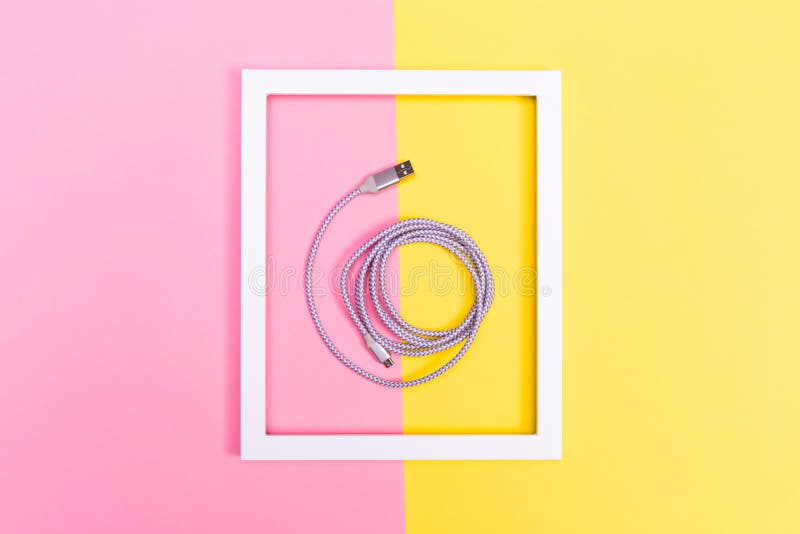 USB Cable and Frame on Split Background Stock Photo - Image of flat ...