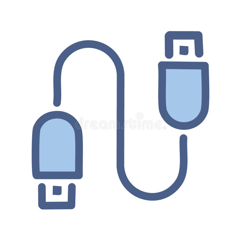 Usb Cable Icon. Blue USB Cable with Connectors on Both Ends, Suitable ...