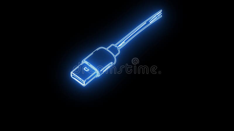USB Cable Icon with Blue Neon Saber Effect Stock Footage - Video of ...