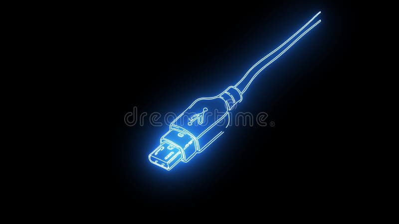 USB Cable Icon with Blue Neon Saber Effect Stock Video - Video of ...