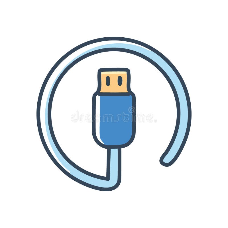 Usb Cable Icon. Colorful Vector Icon of a USB Connector with a Cable ...