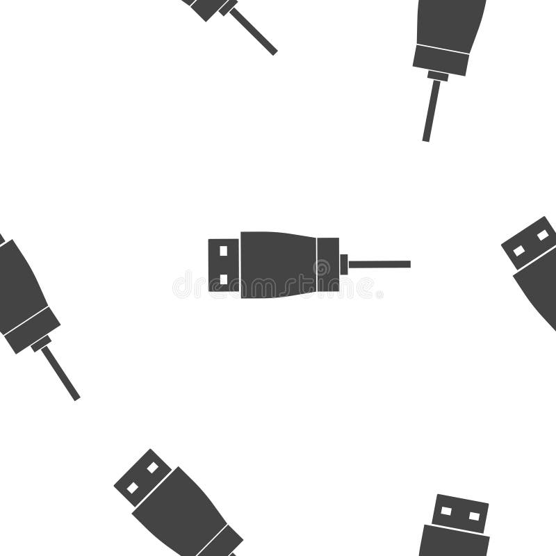 Usb Cable Icon Seamless Pattern on a White Background Stock Vector ...