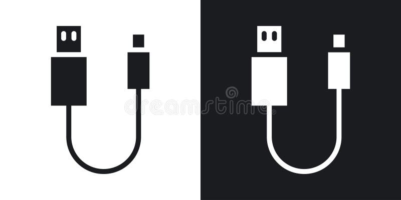 USB Cableline in Thin Line Black Color. Flat Simple Vector Symbols ...