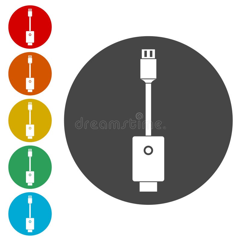 USB Cable Icons Set - Vector Illustration Stock Vector - Illustration ...