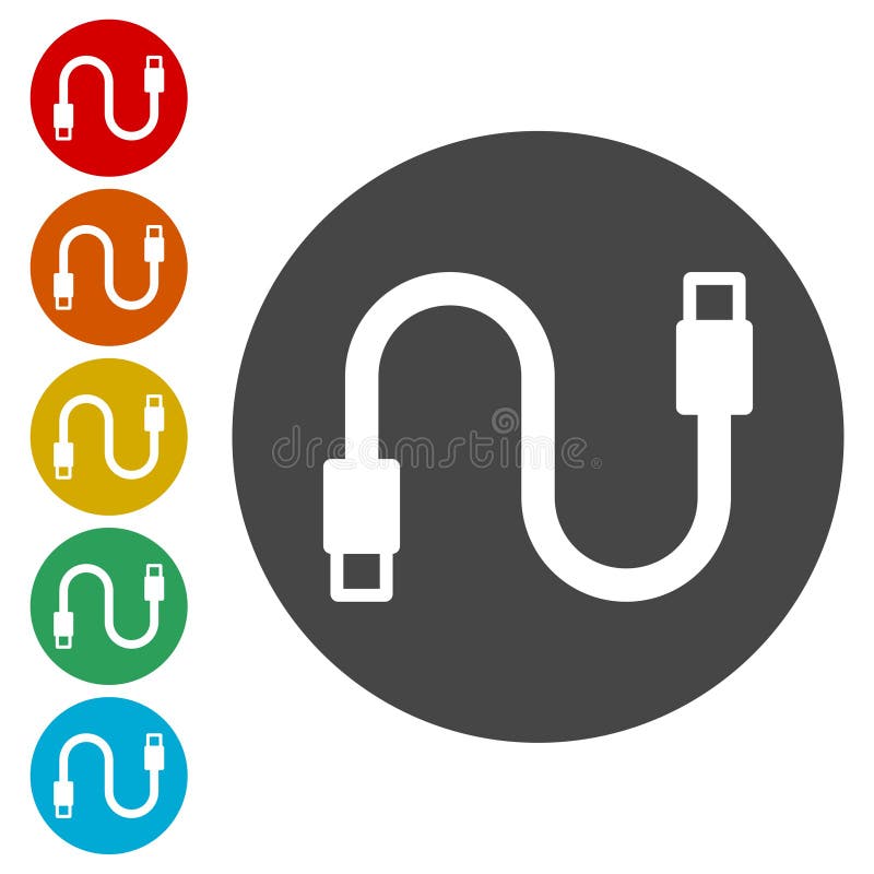 USB Cable Icons Set - Vector Illustration Stock Vector - Illustration ...