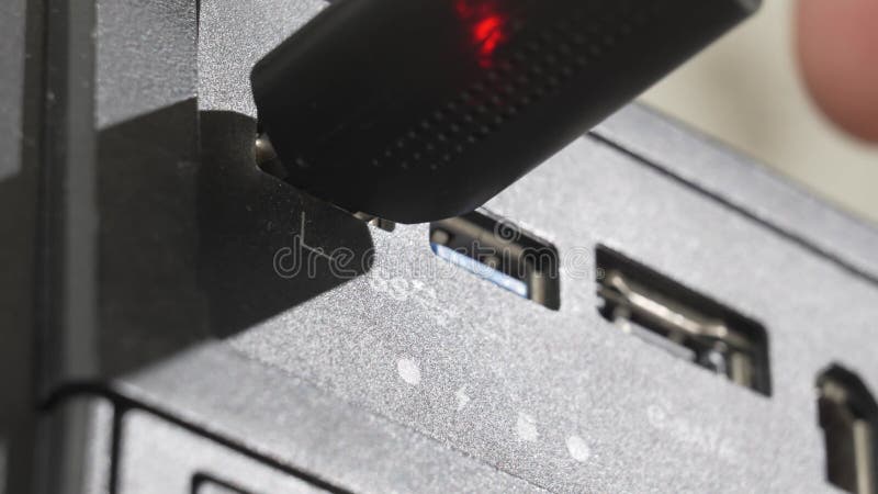 The USB Cable is Inserted into the Connector of the Device. Stock Video ...