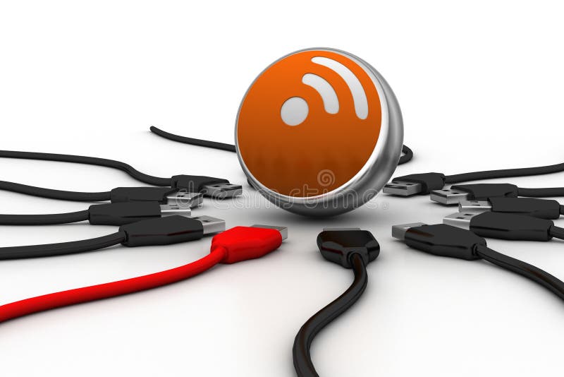 USB Cable with Internet Sign Stock Illustration - Illustration of input ...