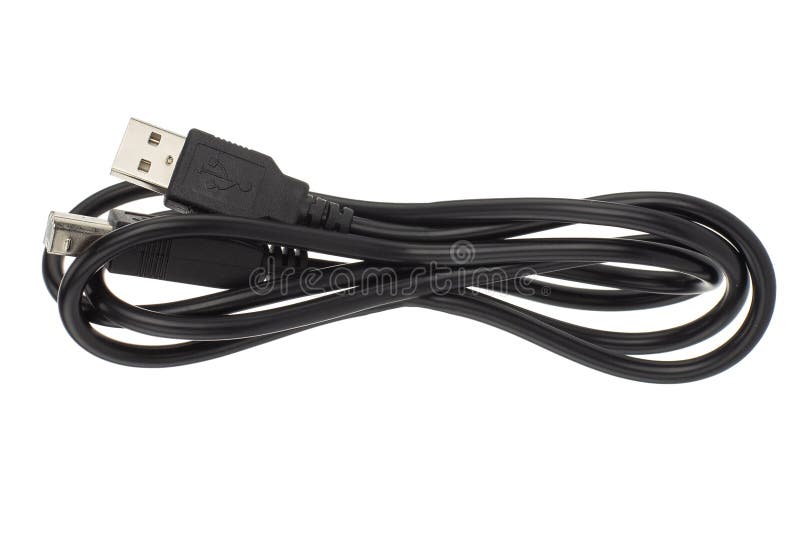 USB Cable Isolated - Black Wire Stock Image - Image of computer ...