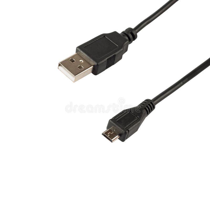 USB Cable Normal and Micro Isolated on White Stock Image - Image of ...