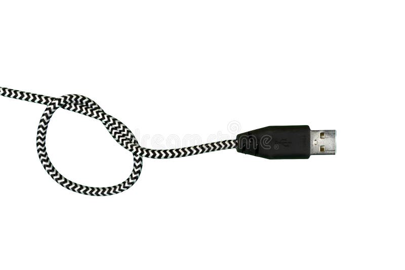 A USB cable knotted stock image. Image of connection - 316774381