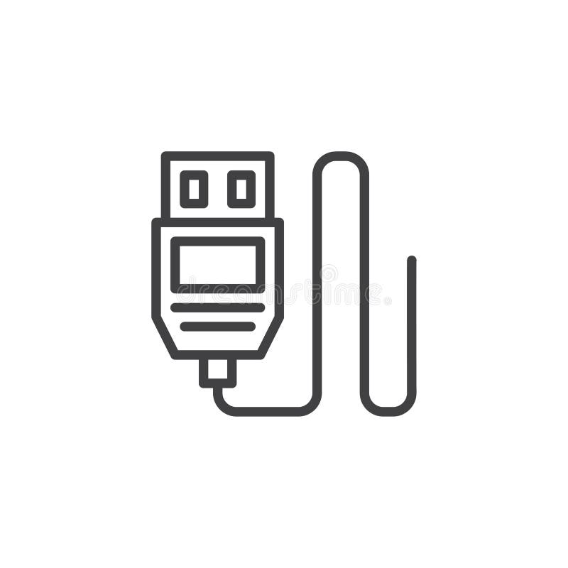 USB cable line icon stock vector. Illustration of design - 141727382