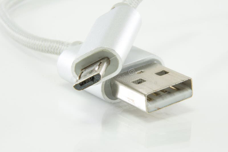 USB Cable and Micro Usb on White Background Stock Photo - Image of ...